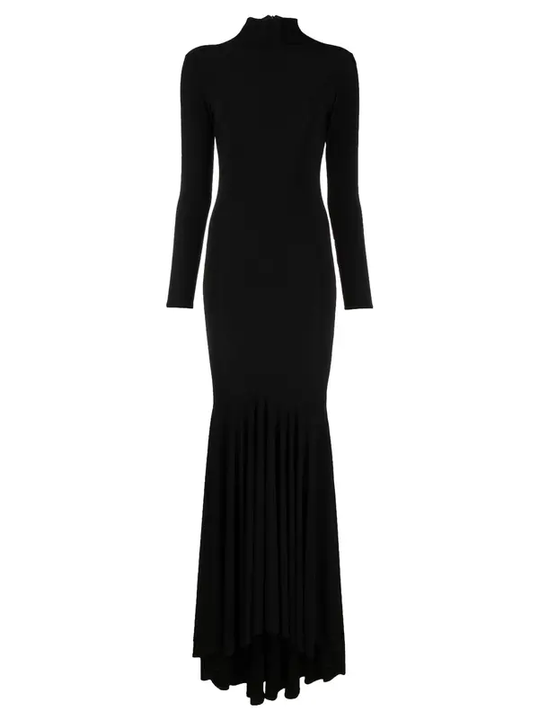 ATU BODY COUTURE Long-sleeve Flared Gown - Black