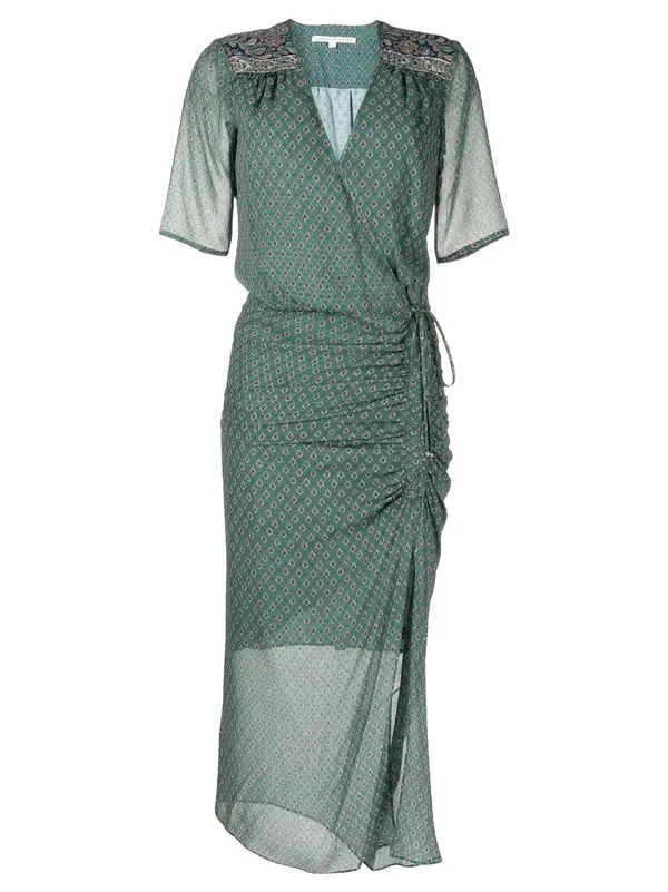 Veronica Beard Patterned Silk Maxi Dress - Green
