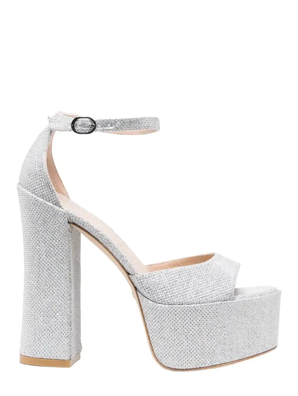 STUART WEITZMAN 150mm Glittered Platform Sandals - Silver