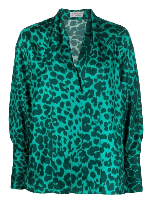 Alberto Biani Leopard-print Silk Shirt - Green