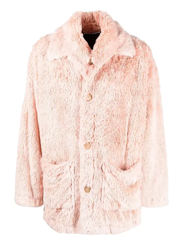 Palm Angels Faux Shearling Shirt Jacket - Pink