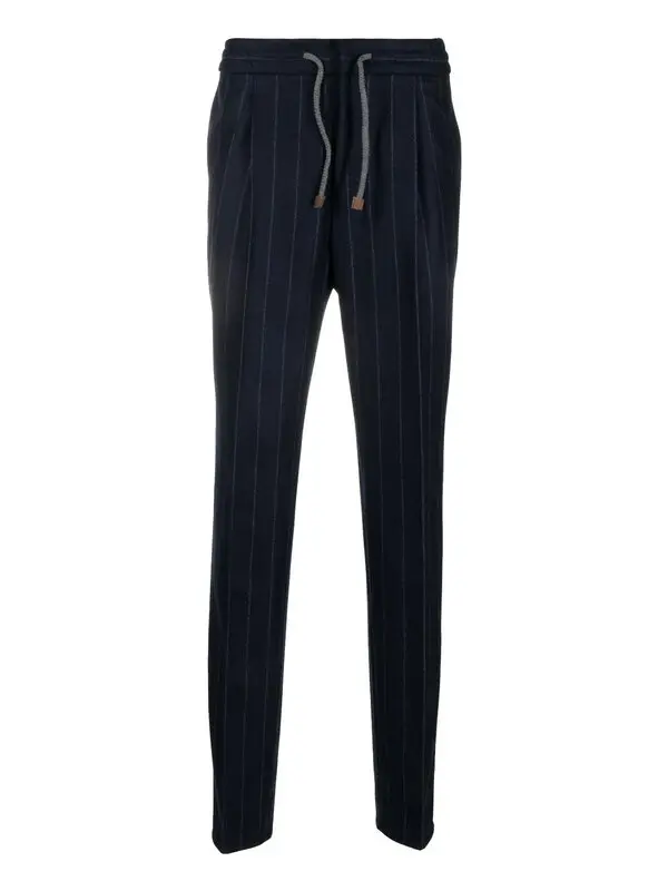 Brunello Cucinelli Pinstripe Drawstring Trousers - Blue