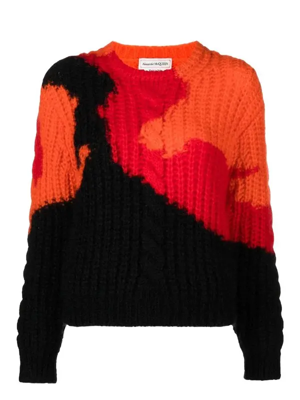 Alexander McQueen Colourblock Knit Jumper - Orange