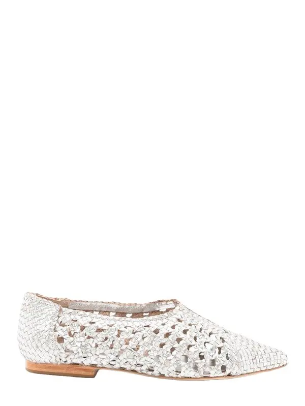 STUDIO CHOFAKIAN Sapitilha Mykonos Woven Ballerina Shoes - Silver