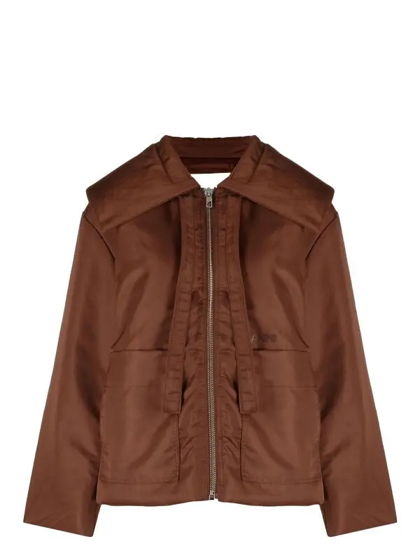 GANNI Oversized Collar Jacket - Brown