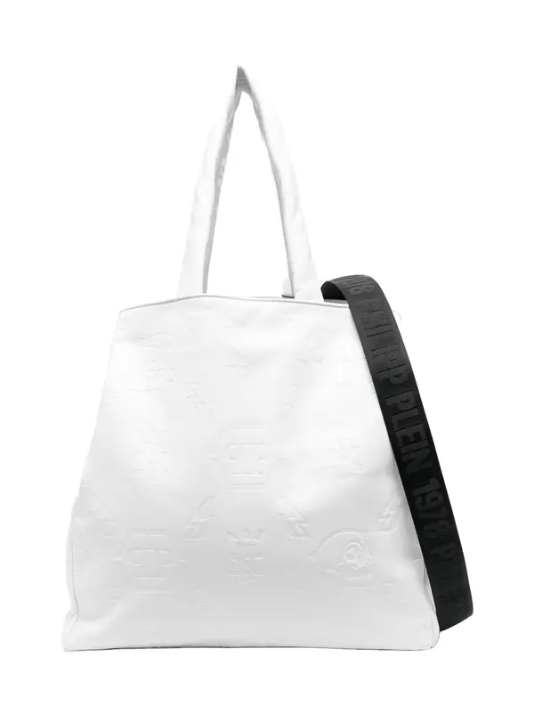 Philipp Plein Embossed Monogram Tote Bag - White