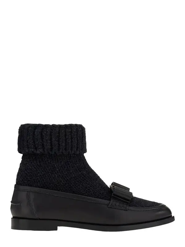 FERRAGAMO Vara Bow Sock Loafers - Black