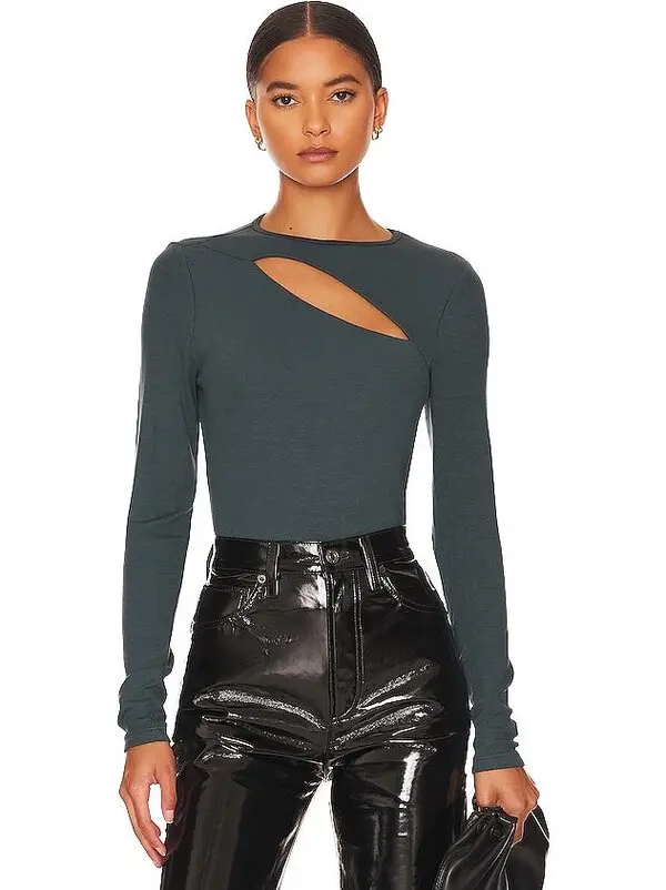 Lamade Verge Peek A Boo Long Sleeve Top - Dark Jade