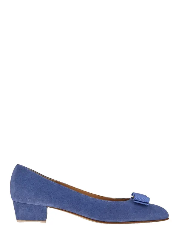 FERRAGAMO 30mm Vara Bow Suede Pumps - Blue