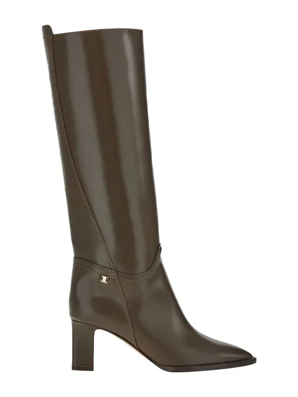 FERRAGAMO Vara Chain Knee-high Boots - Brown