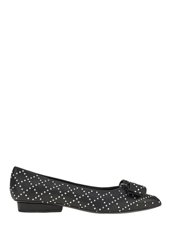 FERRAGAMO Viva Rhinestone-embellished Flat Pumps - Black