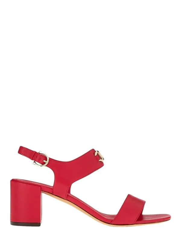 FERRAGAMO Gancini Plaque Block-heel Sandals - Red