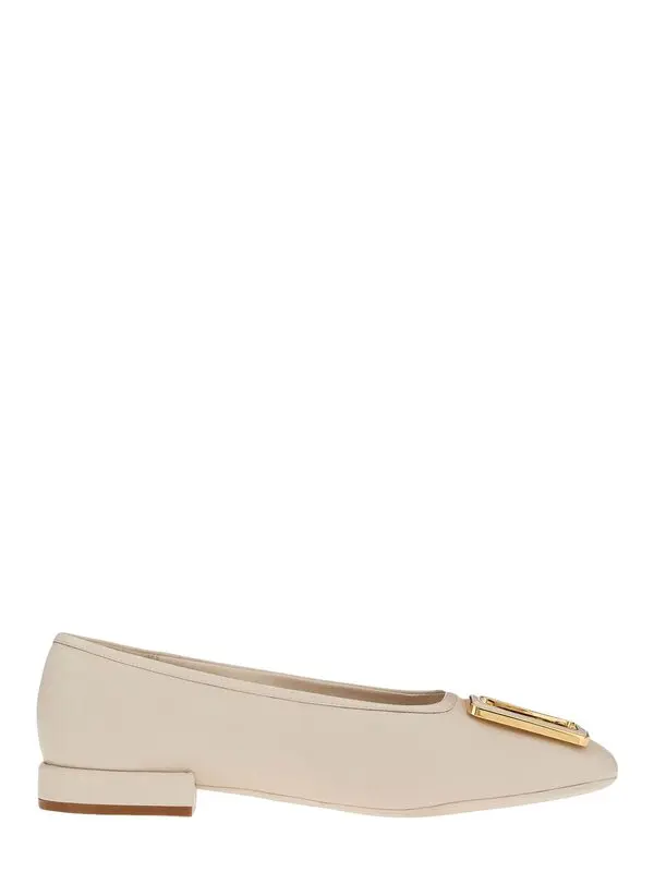 FERRAGAMO Chunky-buckle Ballerina Flats - Bone