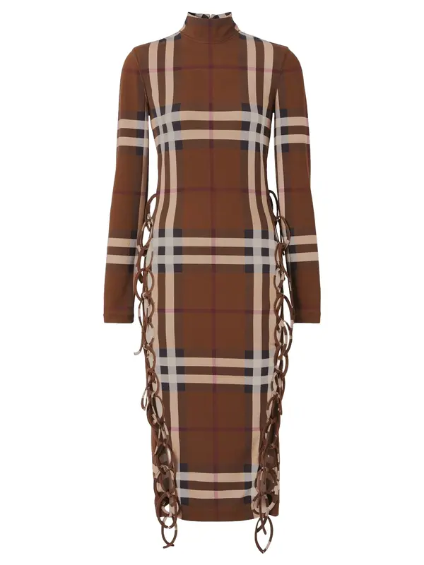 Burberry Check-print Midi Dress - Brown