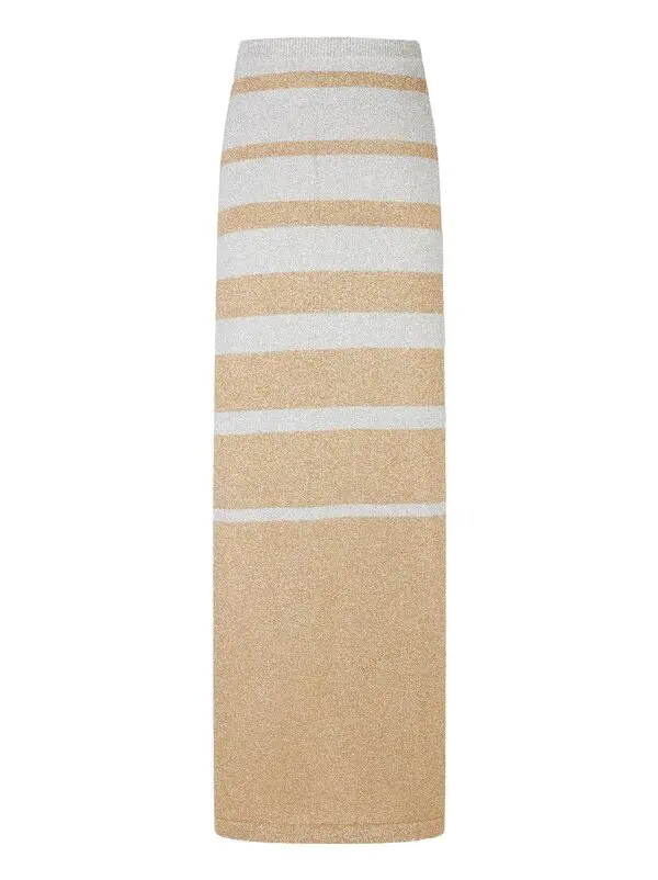 Rabanne Striped Lurex Maxi Skirt - Neutrals