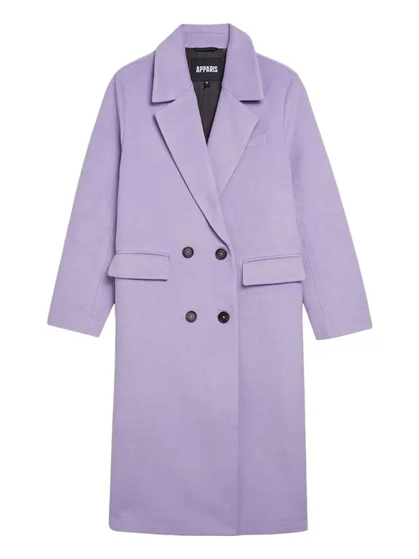 Apparis Double-breasted Button Coat - Purple