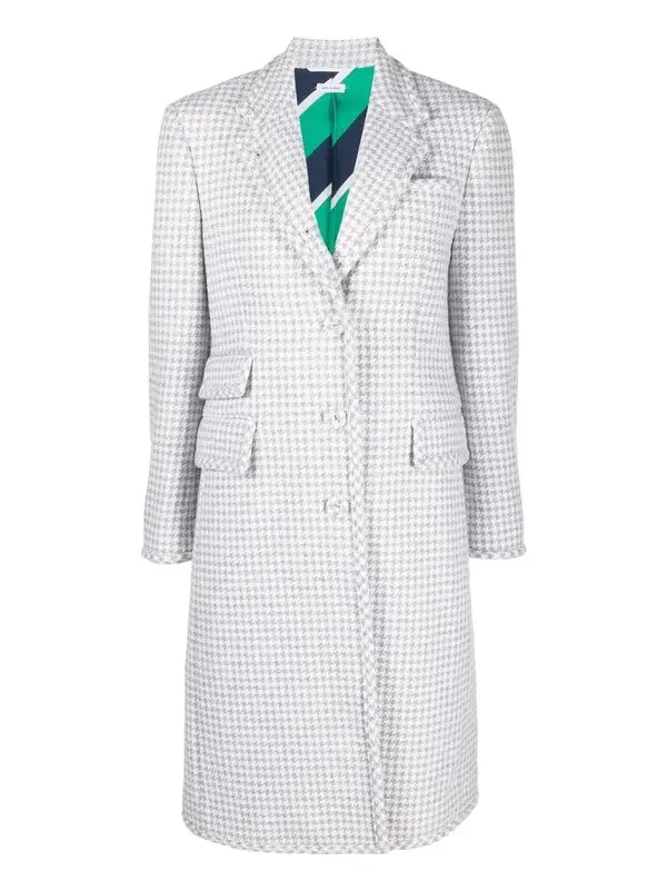 Thom Browne Houndstooth Bouclé Cashmere Overcoat - Grey