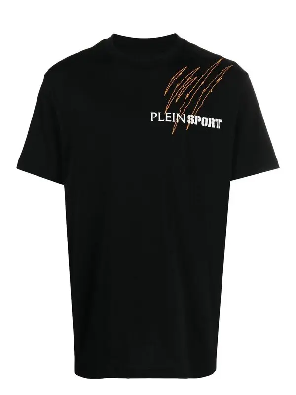 PLEIN SPORT Scratch Logo-print T-shirt - Black