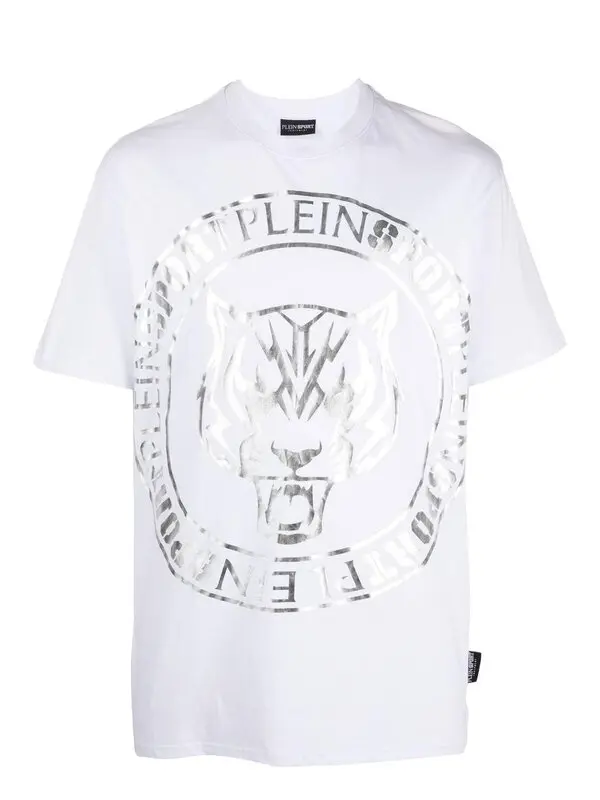PLEIN SPORT Tiger-head Logo-print T-shirt - White