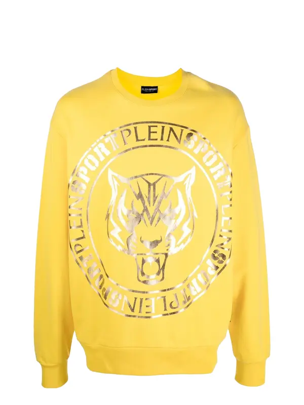 PLEIN SPORT Tiger-head Logo-print Sweatshirt - Yellow