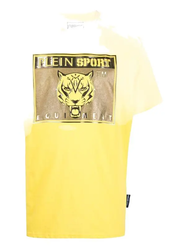 PLEIN SPORT Tiger-head Logo-print T-shirt - Yellow