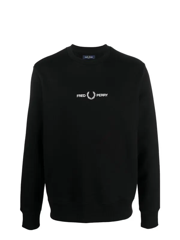 Fred Perry Logo-embroidered Crew-neck Sweatshirt - Black