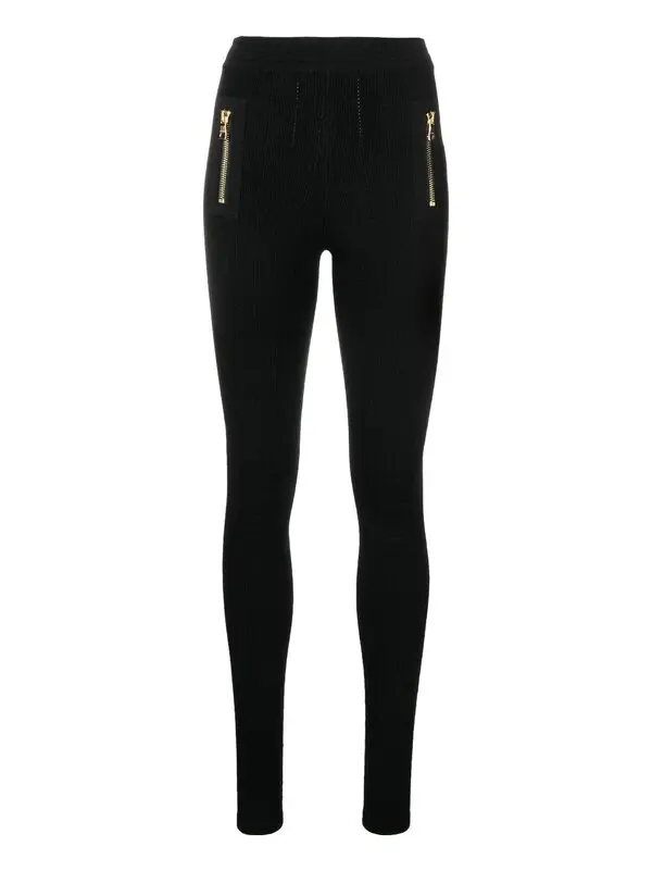 Balmain Panelled Slim-cut Leggings - Black