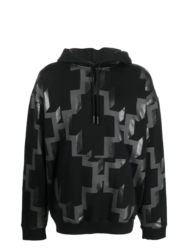 COUNTY OF MILAN Marcelo Burlon Geometric-print Hoodie - Black