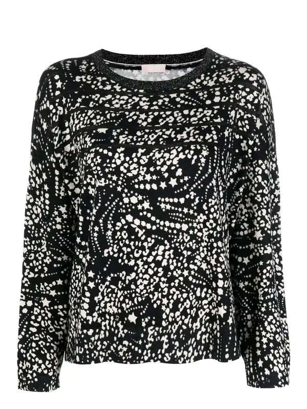 Liu Jo Star-print Lurex Jumper - Black