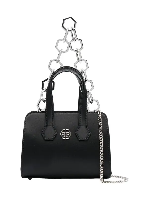 Philipp Plein Logo-plaque Satin-finish Tote Bag - Black