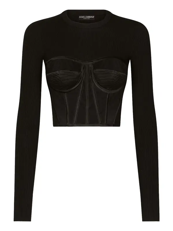 Dolce & Gabbana Fine-rib Bustier Jumper - Black