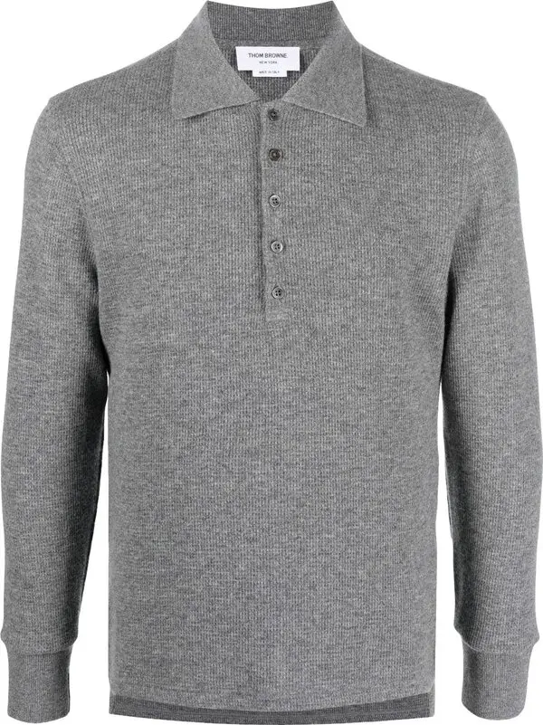 Thom Browne Long-sleeve Polo Shirt - Grey