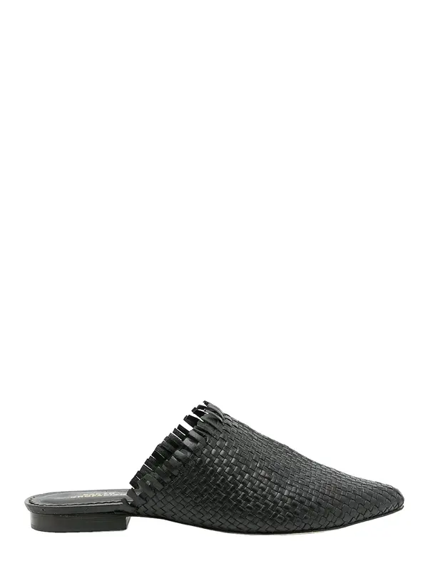 STUDIO CHOFAKIAN Interwoven Leather Mules - Black