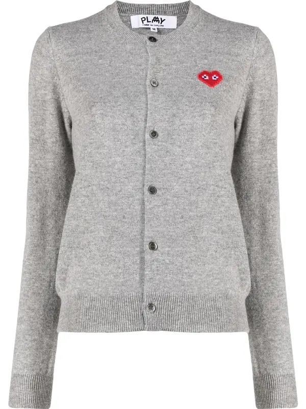 Play Comme Des Garcon Logo Cardigan - Grey