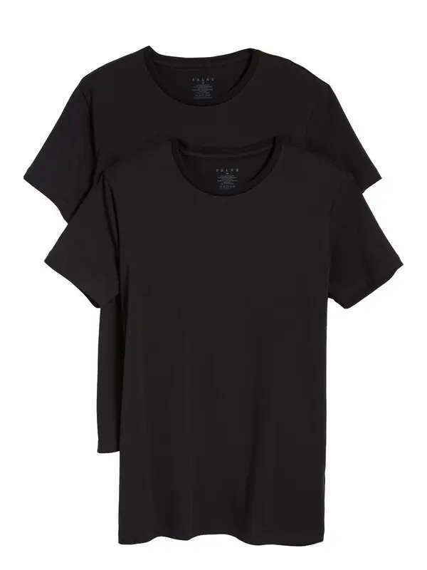 Falke 2-pack Cotton Crew Neck Tee - Black