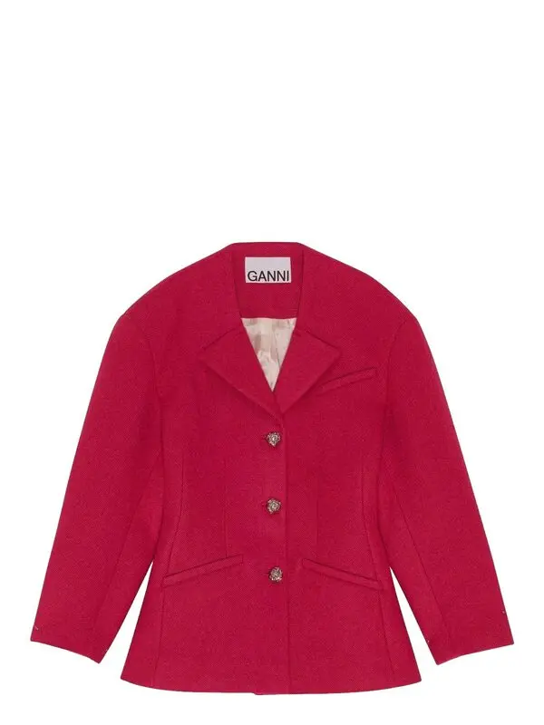 GANNI Broad-shoulder Single-breasted Jacket - Pink