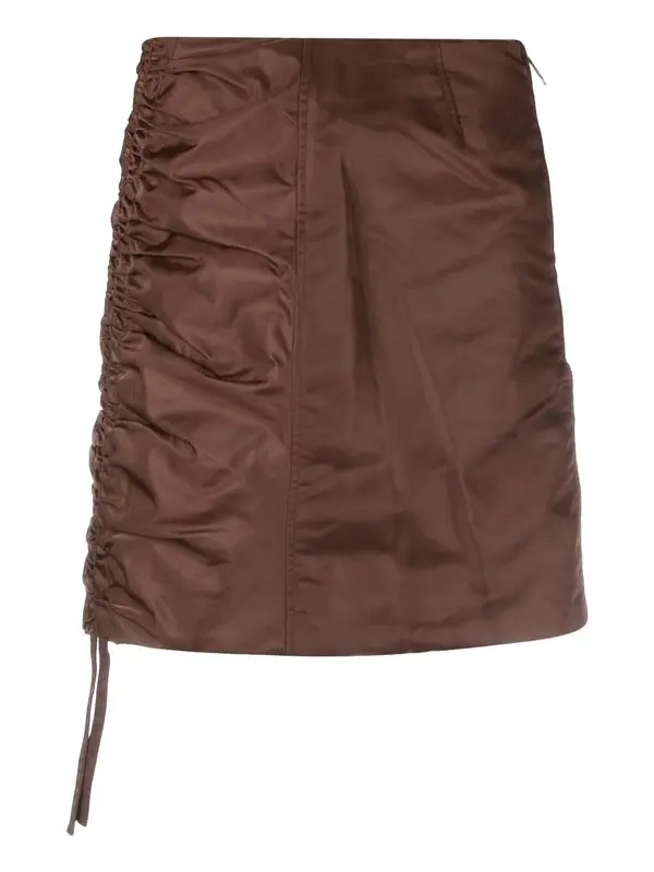 GANNI Gathered Mini Skirt - Brown