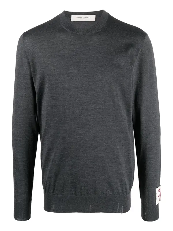 GOLDEN GOOSE Ribbed-knit Crew Neck Sweatshirt - Grey