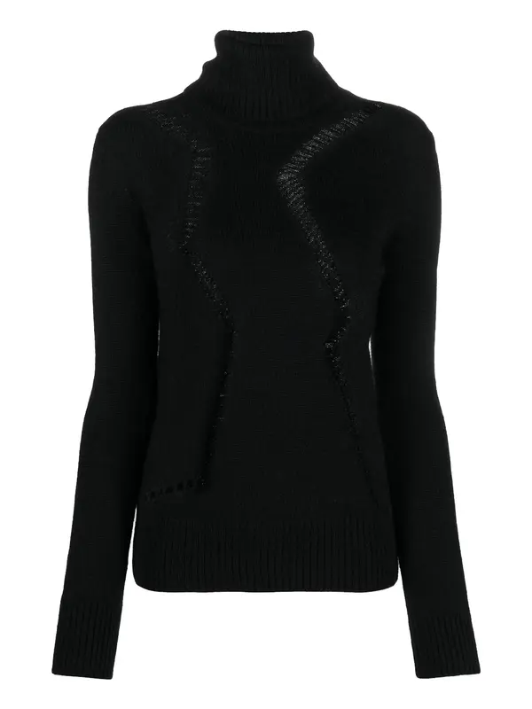 Saint Laurent Cut-out Roll-neck Jumper - Black
