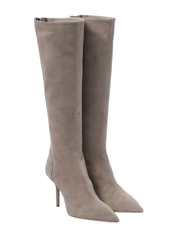 AQUAZZURA Saint Honoré 85 Suede Boots - Grey