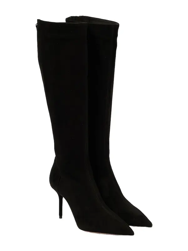 AQUAZZURA Saint Honore 85 Suede Boots - Black