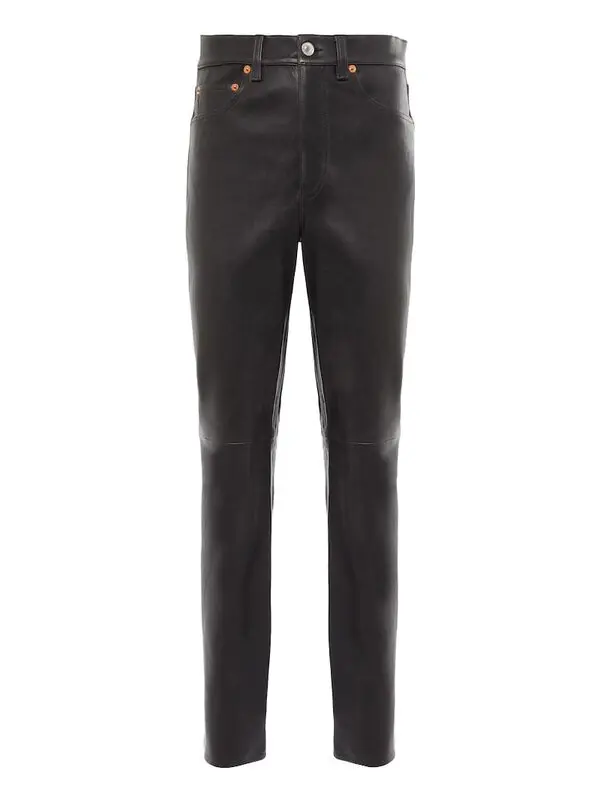 RE/DONE 70s High-rise Straight Leather Trousers - Black