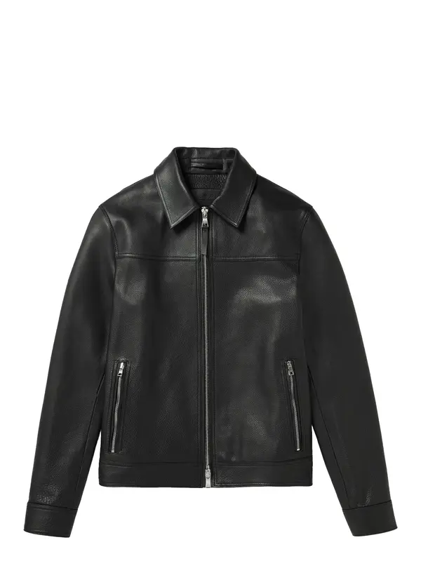 Mr P. Full-grain Leather Coach Jacket - Black