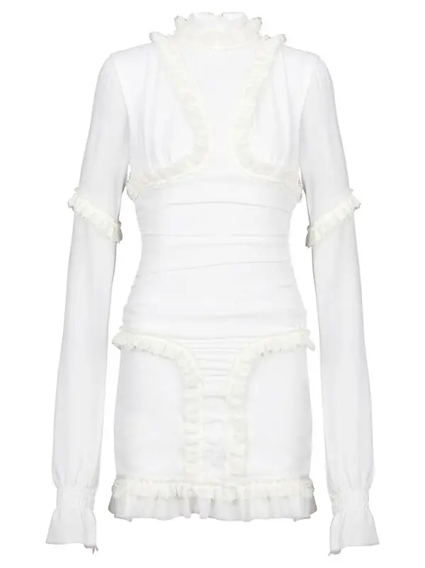 Balmain Fringe-trim Fitted Dress - White