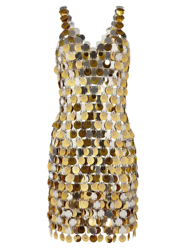Rabanne Paillette-chainmail Mini Dress - Gold