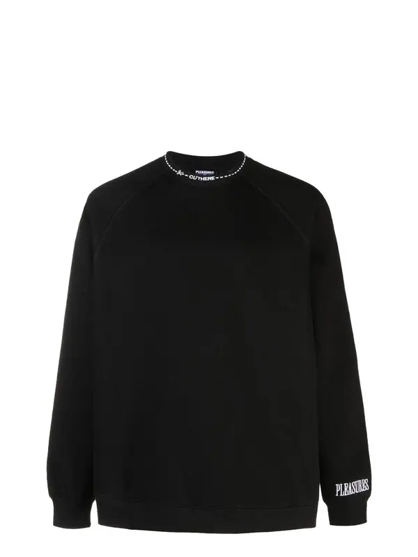 PLEASURES Embroidered Raglan-sleeve Sweatshirt - Black