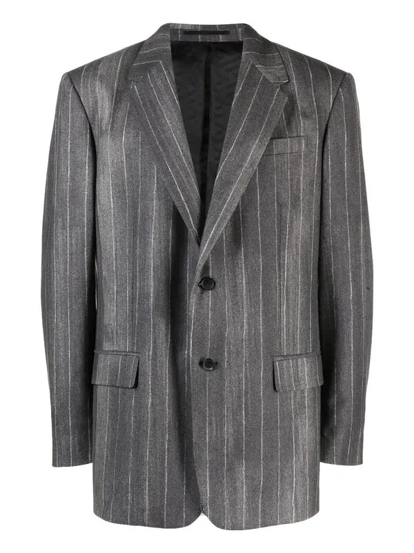 Versace Pinstripe Single-breasted Blazer - Grey