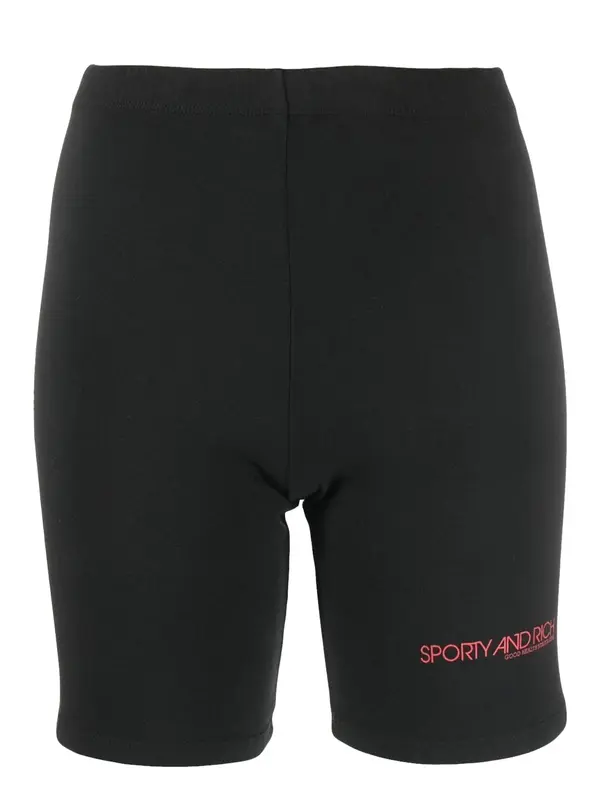 SPORTY & RICH Cotton Biker Shorts - Black