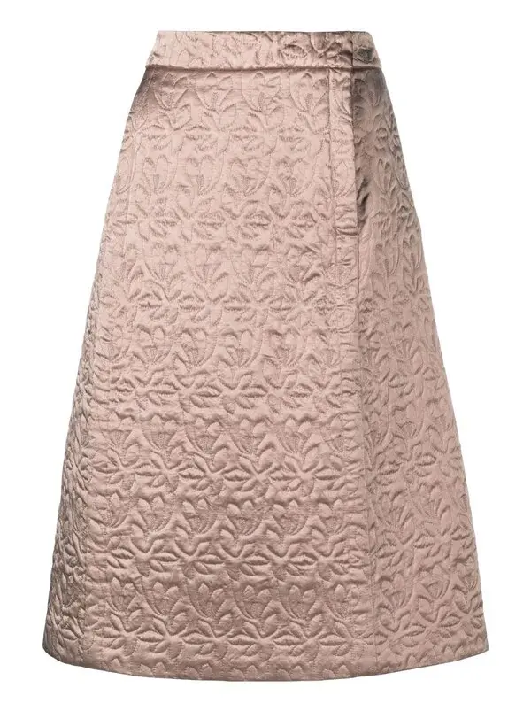 MAISON MARGIELA Quilted Satin Midi Skirt - Neutrals