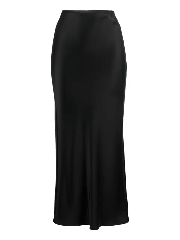 V:PM ATELIER Satin-finish Flared Midi Skirt - Black